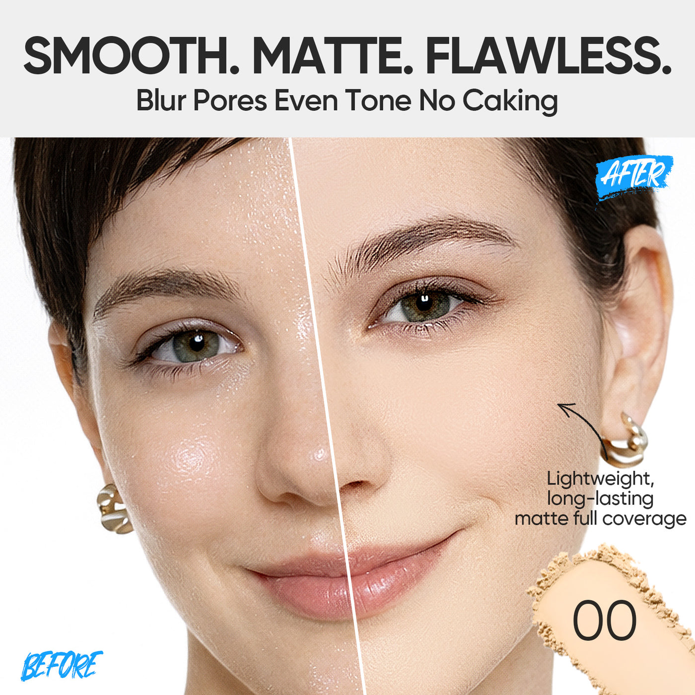 Ultra Cover Powder Foundation High Coverage Matte Finish for All-Day Wear